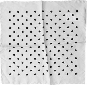 Dolce & Gabbana Homme, Accessoires, Blanc, Taille: ONE Size Ms7708-P Mouchoir de poche carr&eacute; &agrave; pois