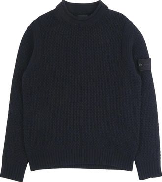 Stone Island Homme, Pulls, Bleu, Taille: M Virgin Wool Knit Sweater