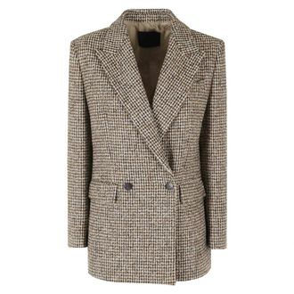 Dondup Femme, Vestes, Brun, Taille: 40 FR Manteau court en boucl&eacute; pied-de-poule coupe droite