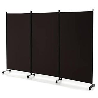 Giantex 262 x 180 cm - Paravent de séparation de pièce avec roulettes - en 3 Parties - Autonome - Pliable - Mur Espagnol - en Tissu - Fer - Protection privée 