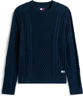 Tommy Hilfiger Pullover aus Baumwolle mit Zopfstrick-Band in