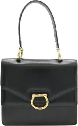 Celine Sac &agrave; main Pre-owned en cuir Gancini W Flap - Femme - Pre-owned - Noir - Taille: ONE Size