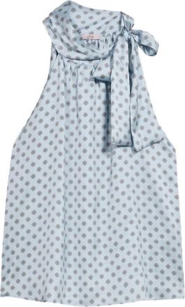 Oltre Femme, Tops, Bleu, Taille: 42 FR Top en satin avec