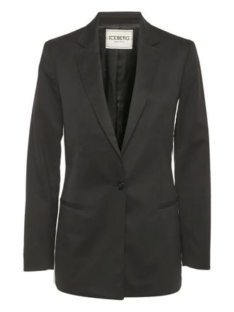 Iceberg blazer en coton &agrave; logo contrastant - Noir