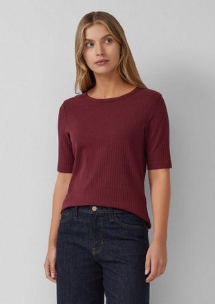 s.Oliver Kurzarmshirt T-Shirt Geripptes Jerseyshirt aus Baumwollstretch