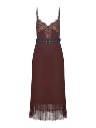 Self Portrait Robe Au Genou - Marron