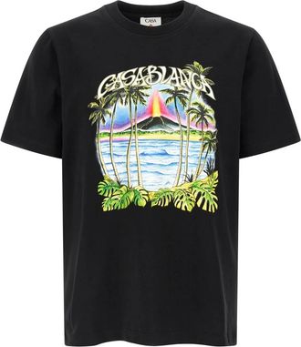 Casablanca Homme, Tops, Noir, Taille: XS Volcano Short Sleeve T-Shirt