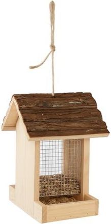 Flamingo Vogelfutterhaus - Friso Natur - 23,5 cm - F&uuml;r K&ouml;rner - Kiefernholz & Plexiglas - Abnehmbares Dach - Flamingo