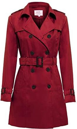 SS7 femmes Trench-coat femmes Mac (FR/ES, Numérique, 44, Taille normale, Taille normale, Rouge)