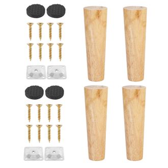 Generico M&ouml;belf&uuml;&szlig;e aus Massivholz, Sofabeine f&uuml;r Century, Ersatz-Schminktisch, runde F&uuml;&szlig;e mit Schleife, mit Montageplatte, Schrauben und