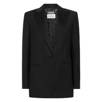 Philipp Plein Wollblazer Boyfriend Fit Face Strass - - Jackets - Damen - Schwarzk - S