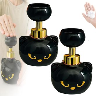 Generic Niedlicher Schaumseifenspender mit Katzenpfote, süße Pumpflaschen for Schaumseifen in Form Einer Blume, Schwarze Pumpflasche Kätzchen-Schaum, erzeugt 