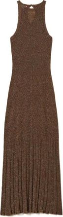 Twinset Femme, Robes, Brun, Taille: 40 FR Punched Chevron Knit Maxi Dress