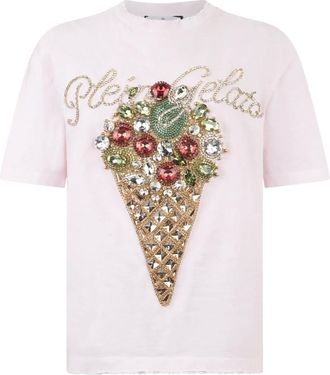 Philipp Plein Femme, Tops, Rose, Taille: 36 FR Washed Fit T-Shirt Gelato