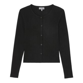 Ganni Stricktop mit Lochmuster - - Knitwear - Damen - Schwarzk - L