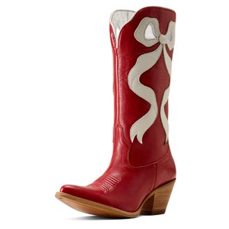 Ariat Womens Beaux J Toe Western Boots in Crimson Red Ivory Pearl, B Medium Width, Size 36, by Ariat