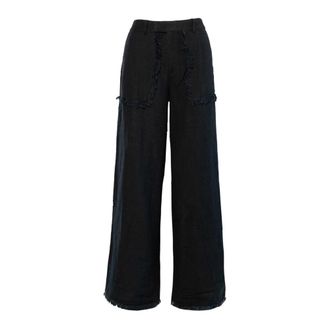 H&eacute;st Schwarze Leinenhose mit elastischem Bund - - Trousers - Damen - Schwarzk - L