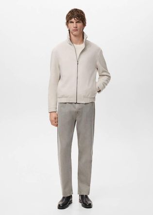Mango Veste en drap &agrave; fermeture &eacute;clair sable - Homme - XXL - MANGO MAN