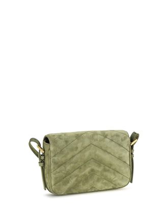 Saint Laurent Womens Shoulder Bag Loulou Suede Green