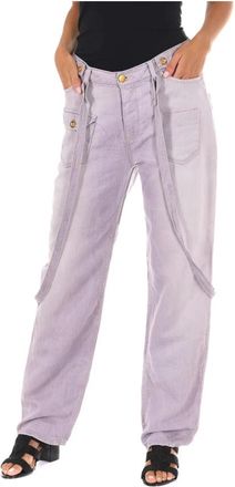 Met Met, Femme, Jeans, Violet, Taille: W27 Jean à jambe droite avec bretelles réglables