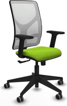 Piqueras y Crespo Stuhl mit Lendenlehne, mit 2D-Armlehnen, ausgestattet mit 3 Positionen und Schneideschaum, mit Rollen von 65 mm, Parkett, Wei&szlig;/Pistazie