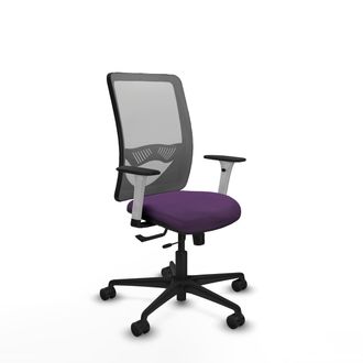 Piqueras y Crespo Arbeitsstuhl Zulema mit wei&szlig;en und schwarzen Armlehnen, h&ouml;henverstellbare Lendenwirbelst&uuml;tze, ausgestattet mit Syncro/Traslack und Schneideschaum, Gra