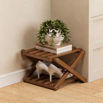 Generic 9-St&ouml;Ckiges Bambus-Schuhregal, Faltbar, Vertikal Zusammenklappbar, Platzsparend, Robust und Stabil, Leicht Zu Reinigen, for Eingangsbereich, Kleidersc