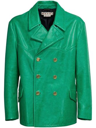 Marni veste en cuir &agrave; boutonni&egrave;re crois&eacute;e - Vert