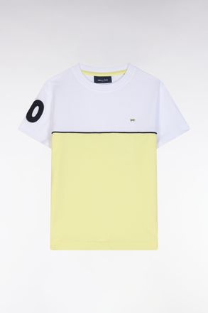Eden Park T-shirt Bicolore En Coton Jaune Coupe Droite
