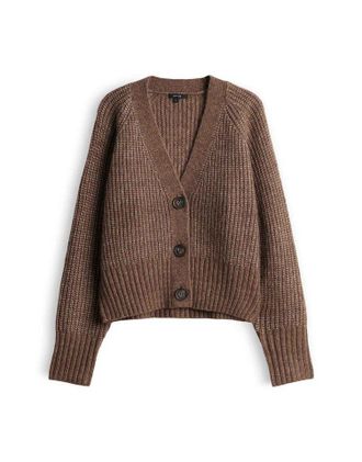 OPUS Cardigan DONIKI mit Rippstrickmuster V-Ausschnitt, Raglan&auml;rmel, Knopfleiste