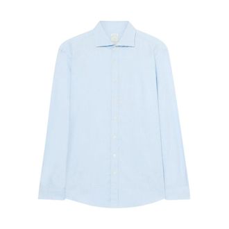 Brooks Brothers Slim Fit Melange Baumwollflanellhemd mit Kentkragen - - Shirts - Herren - Blau - XL