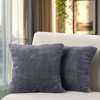 Paco Home Kissenbezug 2er Set Deko Wohnzimmer Sofakissen Bezug Couchkissen Kissenhülle Dekokissen Boho Weich Waschbar, Farbe:Anthrazit, Sets:2pcs-Set