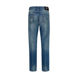 Versace Mens Blue Cotton Straight-Leg Jeans Clothing