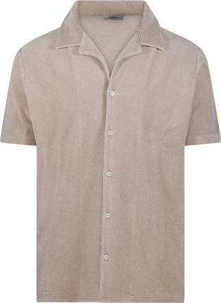 Altea Homme, Chemises, Beige, Taille: XL Chemise &agrave; col cubain en tissu &eacute;ponge