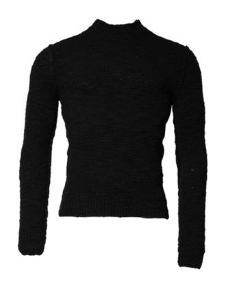 Dolce & Gabbana Mens Wool-Nylon Crew Neck Knit Sweater Black Virgin