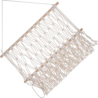 SOLUSTRE Handgefertigtes Wandregal aus Gewebtem Baumwollseil Dekorativer Aufbewahrungshänger für Kinderzimmer für Bücher und Nordischer Stil Weiß