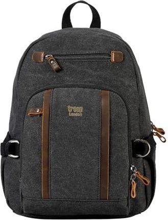 Troop London TRP0256 Sac &agrave; dos classique en toile Taille M, Pierre noire d&eacute;lav&eacute;e, M