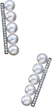Tasaki 18kt Collection Line Balance Plus Wei&szlig;goldohrringe mit Diamanten - Silber