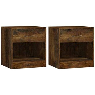 vidaXL Nachttische 2 Stk. mit Schublade R&auml;uchereiche vidaXL
