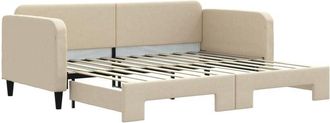 vidaXL Tagesbett Ausziehbar Creme 90x200 cm Stoff Vidaxl