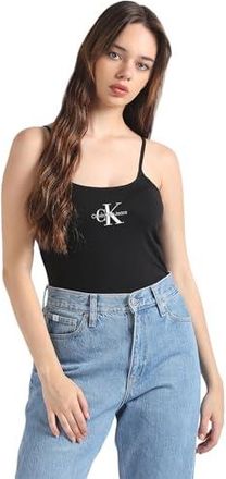 Calvin Klein Débardeurs Femme Strappy Tank Top Slim Fit, Noir (CK Black), XXL