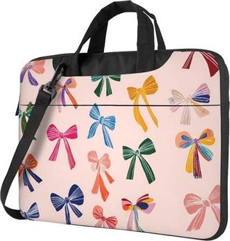 Generic Housse de protection pour ordinateur portable de 15,6 pouces avec bandouli&egrave;re - Motif noeud color&eacute; - Housse de protection antichoc pour ordinateur por