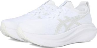 Asics Chaussures de Course Gel-Nimbus 27 pour Femme, Blanc/Gris Glacier, 39.5 EU