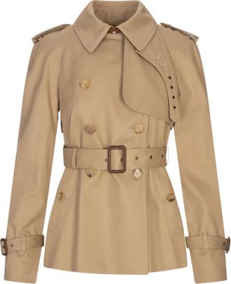 Chlo&eacute; Femme, Manteaux, Brun, Taille: 36 FR Manteau Marron en Coton avec Col en Peau de Mouton