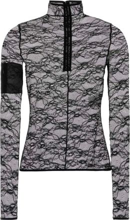 Courr&egrave;ges Femme, Tops, Noir, Taille: 38 FR Lace Mockneck Top