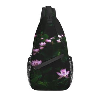 AOOEDM Lotus Sling Bag Casual Crossbody Flower Shoulder Bag Rucksack Chest Daypack für Outdoor Beach