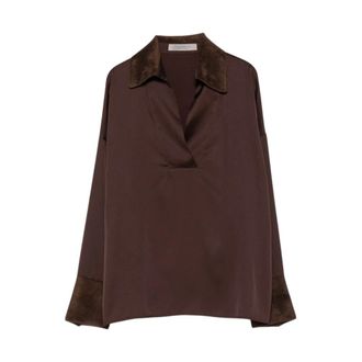 D.exterior Chemise &agrave; col V crois&eacute; - Femme - Blouses et Chemises - Brun - Taille: 40 FR