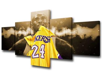 Tumovo 5-teiliges Wandbild American Basketball auf Leinwand, gerahmt, Kunst, Sportgem&auml;lde, Heimdekoration, Kobe Bryant, Gicl&eacute;e-Druck f&uuml;r moderne Klassenzimme