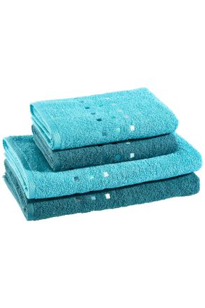 Esposa Frottierset, Blau, Petrol, Textil, 4-teilig, 50x100 cm, Badtextilien, Handtuch-Sets