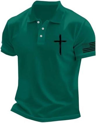 Generic Polo &agrave; manches courtes pour homme - T-shirt de travail respirant - T-shirt de golf classique - Polo d&eacute;t&eacute; - Loisirs et l&eacute;ger - Pour homme, vert, XXL